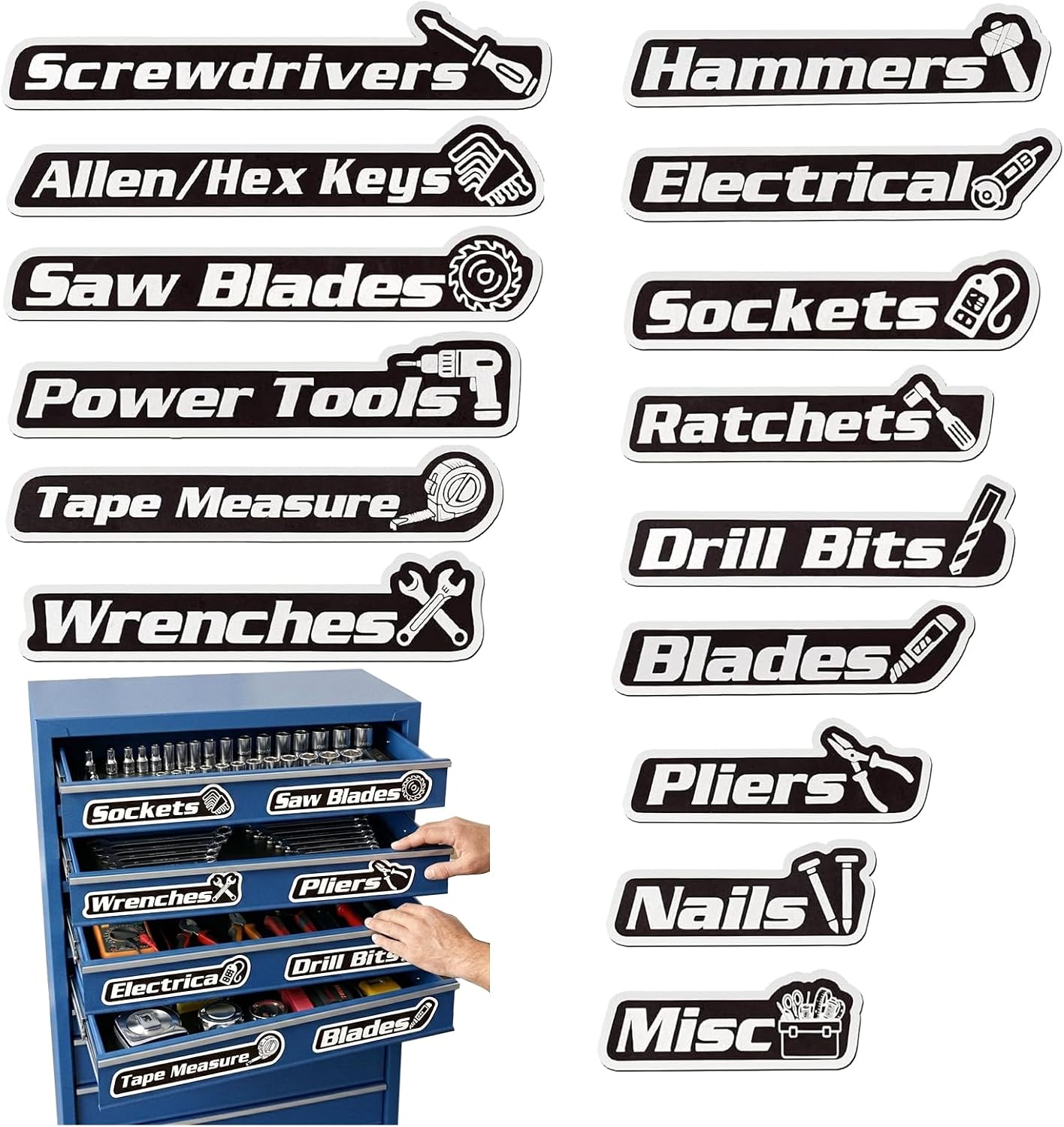 Amazon.com: 15 Pack of Magnetic Tool Label,General Tool Box Organize ...