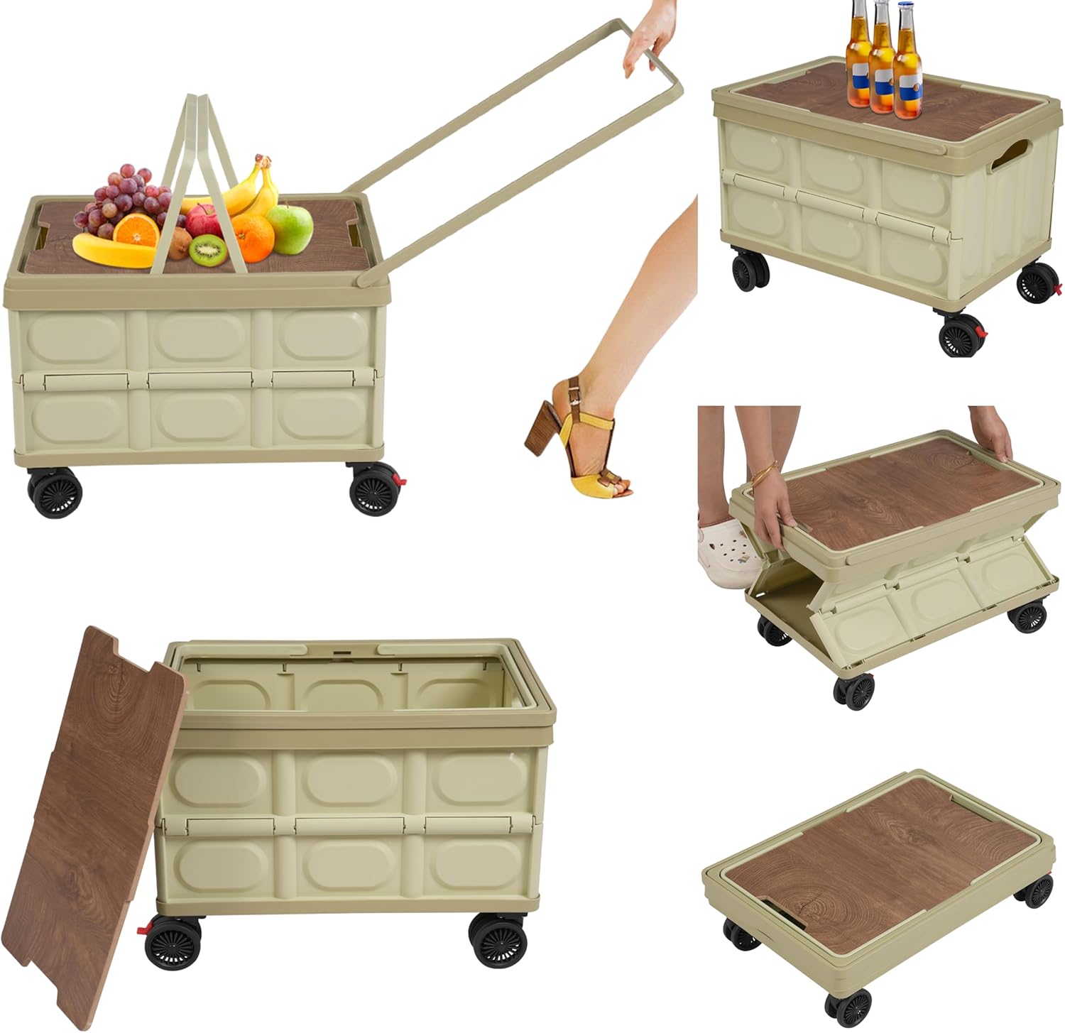 Amazon.com: Folding Utility Cart Shopping Trolley Outdoor Camping Small ...