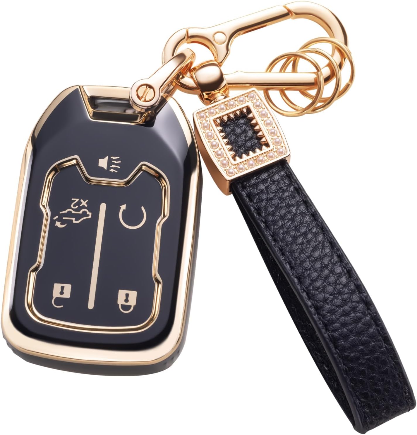 Amazon.com: CACARLIKE for GMC Key Fob Cover with Leather Lanyard, Car ...