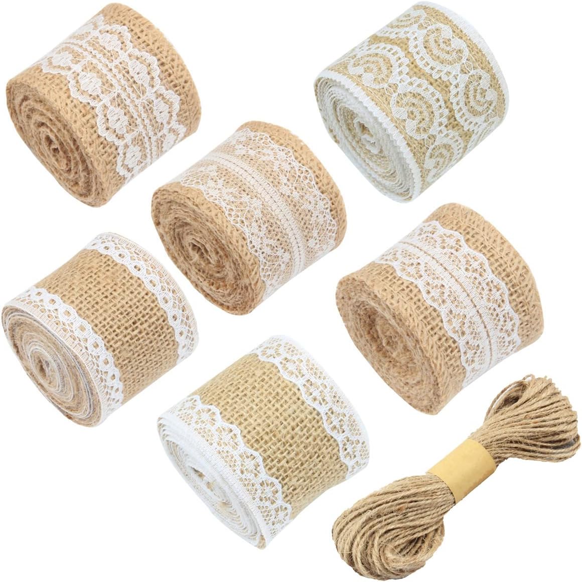 Amazon.com: Burlap Ribbons,8 Rolls Burlap Lace Burlap Wedding Ribbon ...