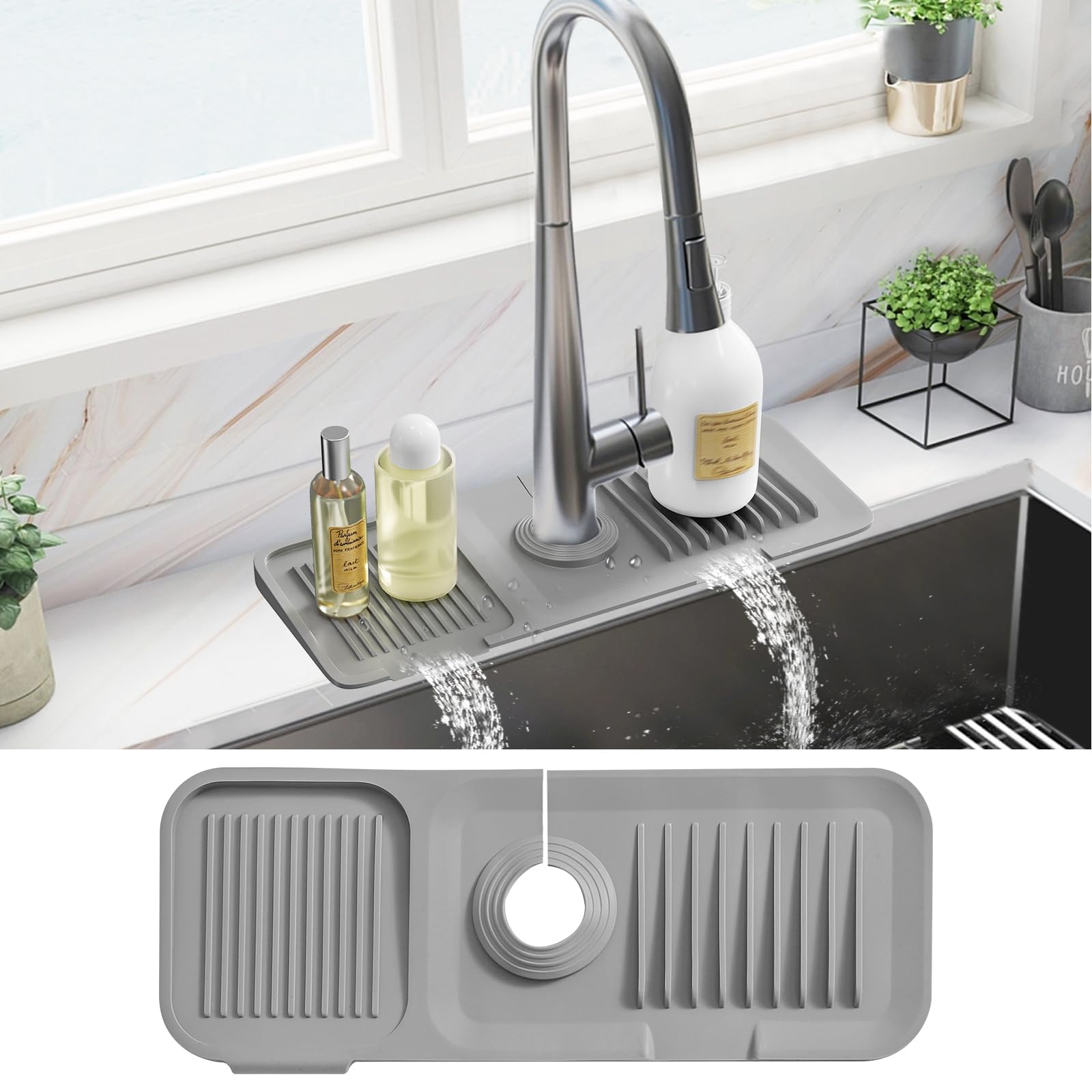 Buy PoYang 14.6 Inch Faucet Mat for Kitchen Sink Splash Guard Behind ...