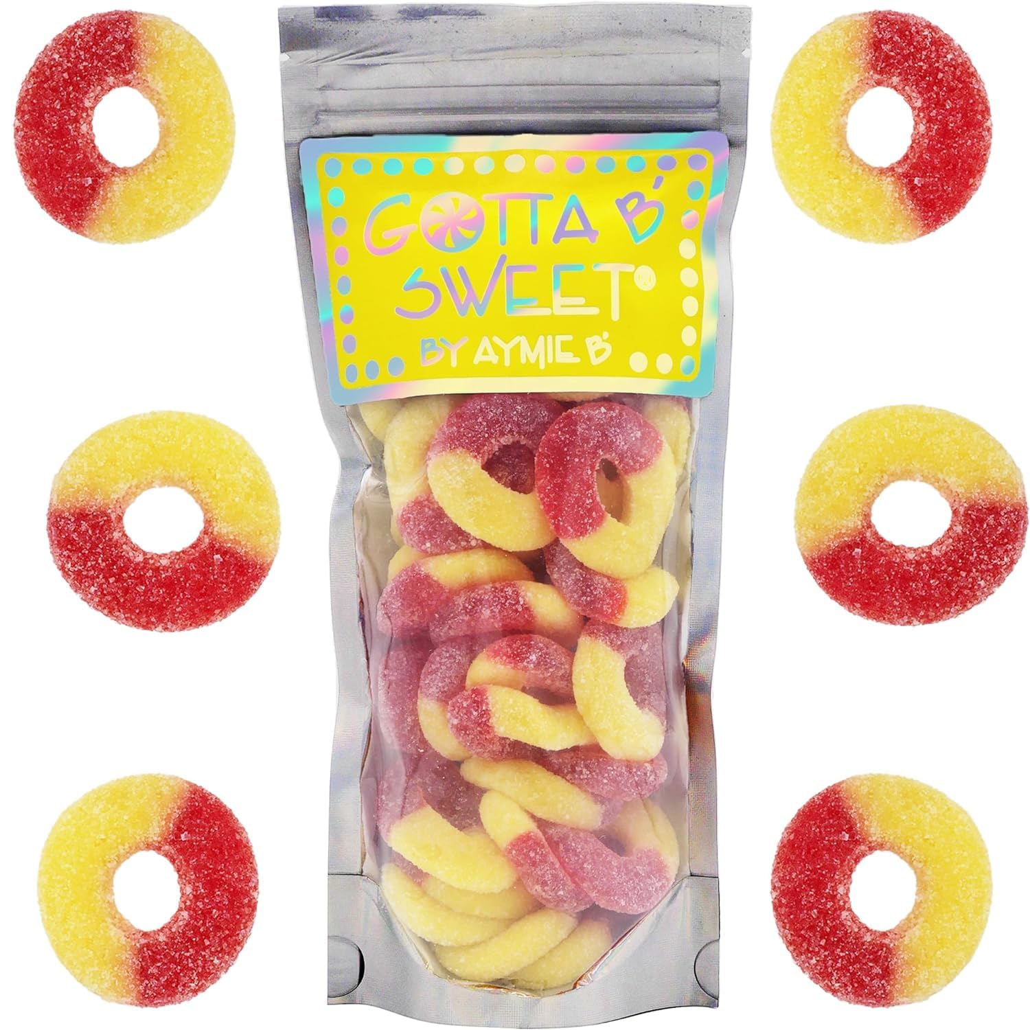 Amazon.com : Gotta B Sweet Peach Rings - 10 Ounce Resealable Bag ...