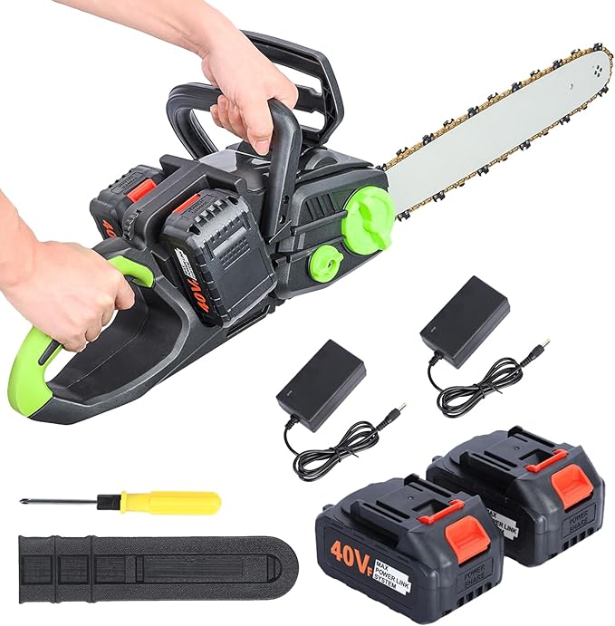 Amazon.com : 40V(2 x 20V) 16-Inch Brushless Cordless Electric Chainsaw ...