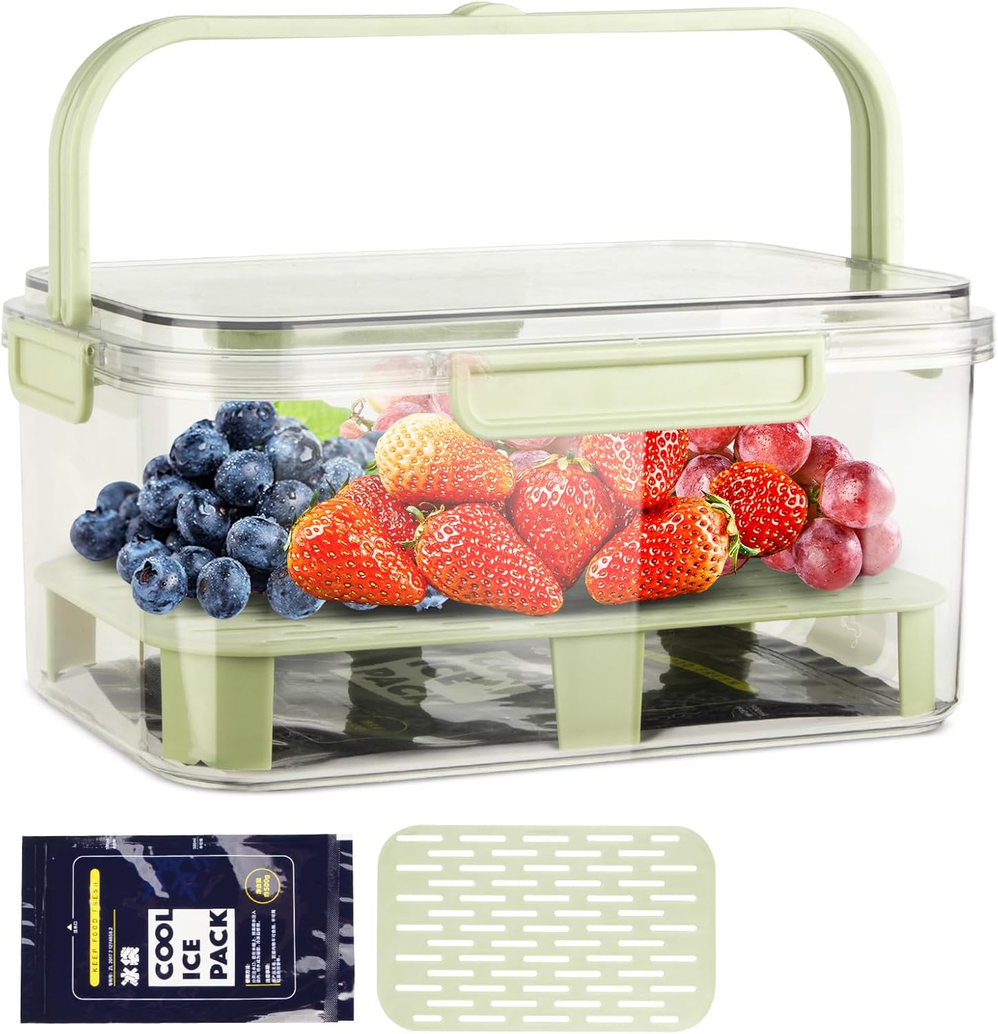 Amazon.com: Fruit Storage Berry Keeper Container with Lid and Handle ...
