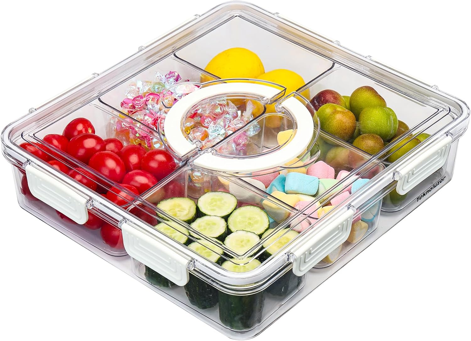 Amazon.com: Divided Serving Tray with Lid & Handle, BPA-free Food ...
