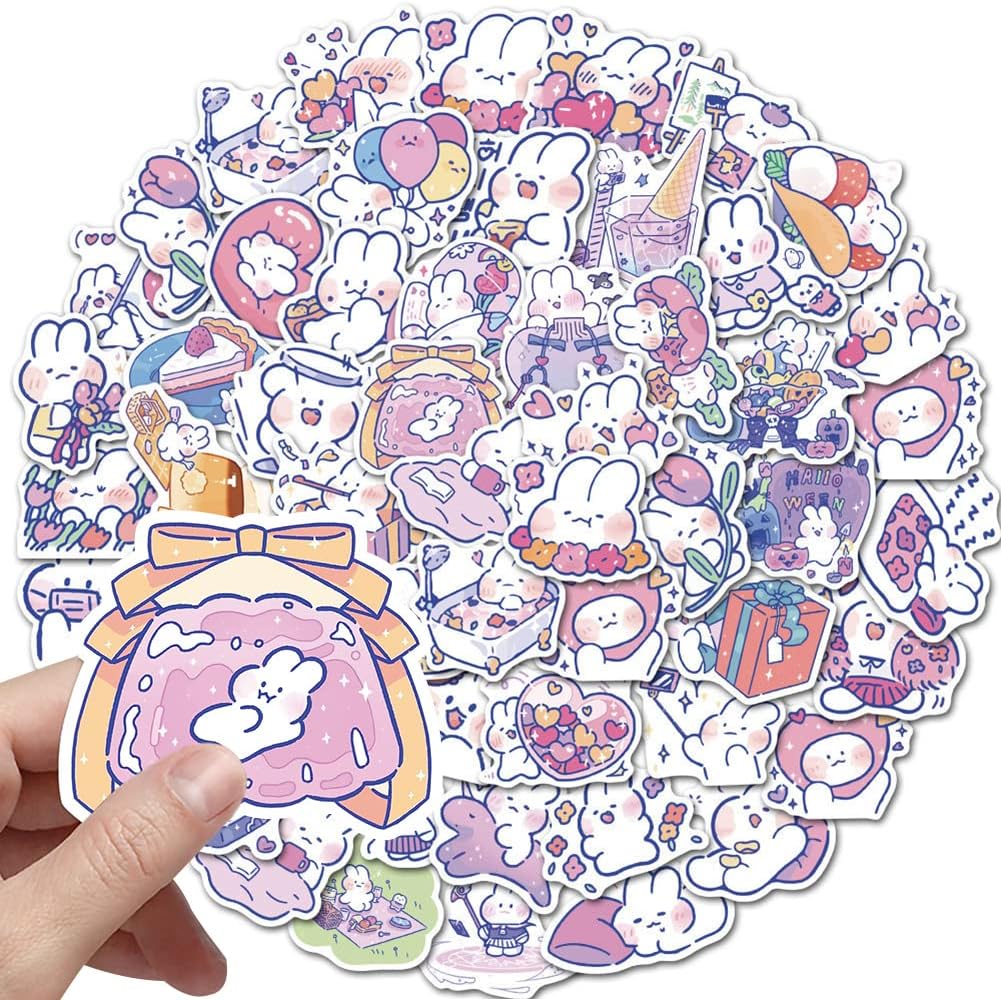 100 Pcs Cute Rabbit Stickers, Cartoon Chubby Rabbit Stickers for Laptop ...