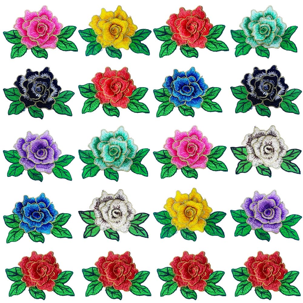 Amazon.com: ZZXLLRO 20Pcs 3D Rose Flower Embroidered Patches, Foral ...