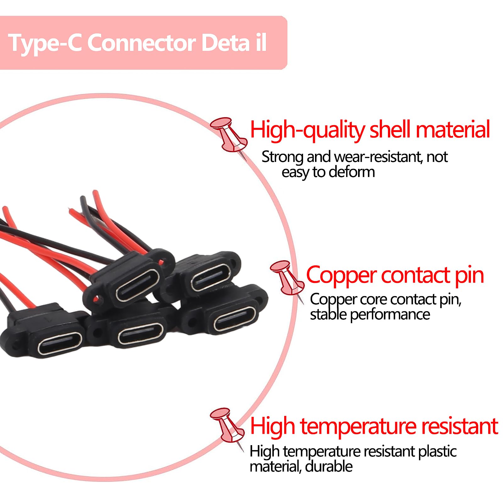 Snapklik.com : ALMOCN 5PCS Type-C Female Chassis 2 Pin Type-C Female ...