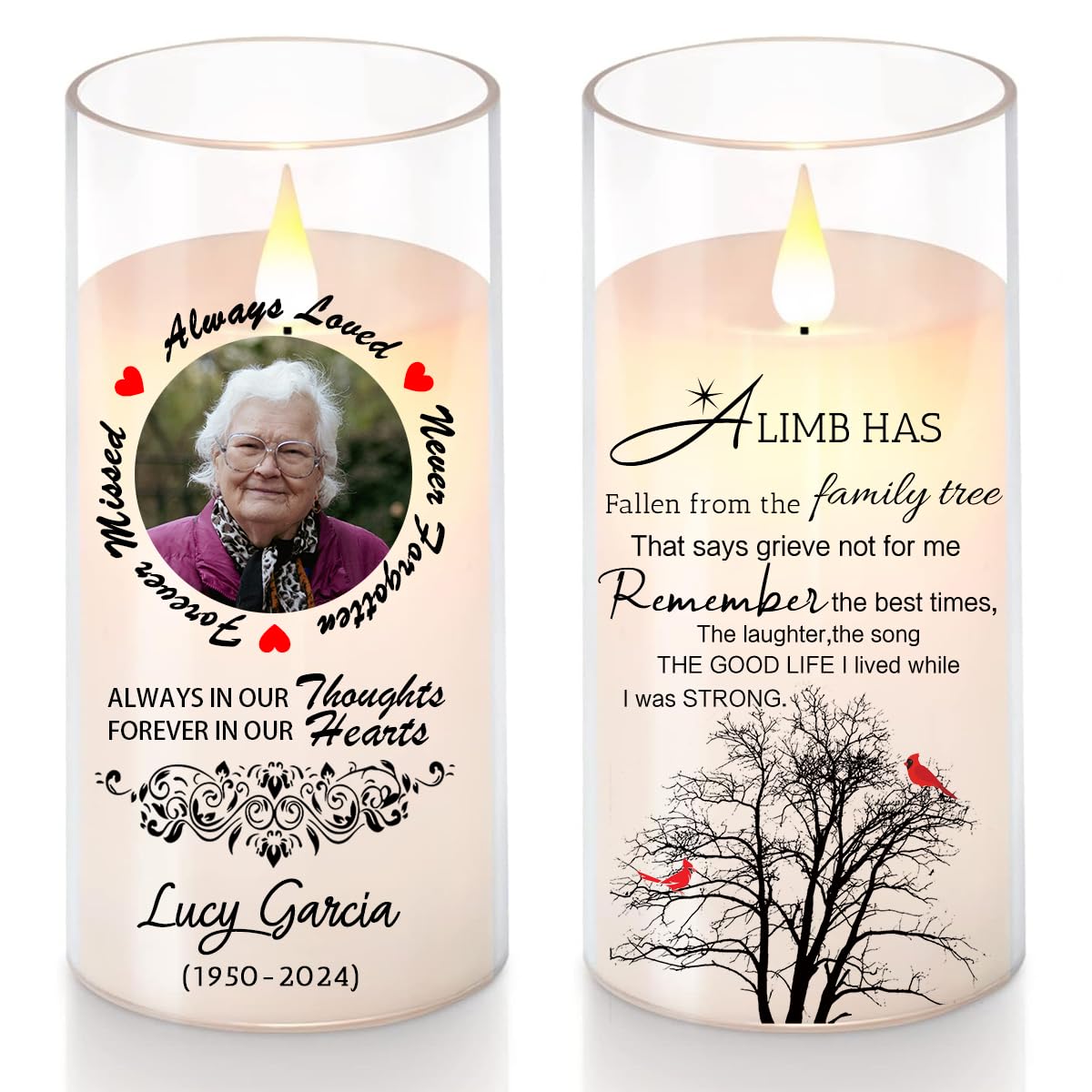 Amazon.com: WOWTIFY Personalized Memorial Flameless Candles with Photo ...