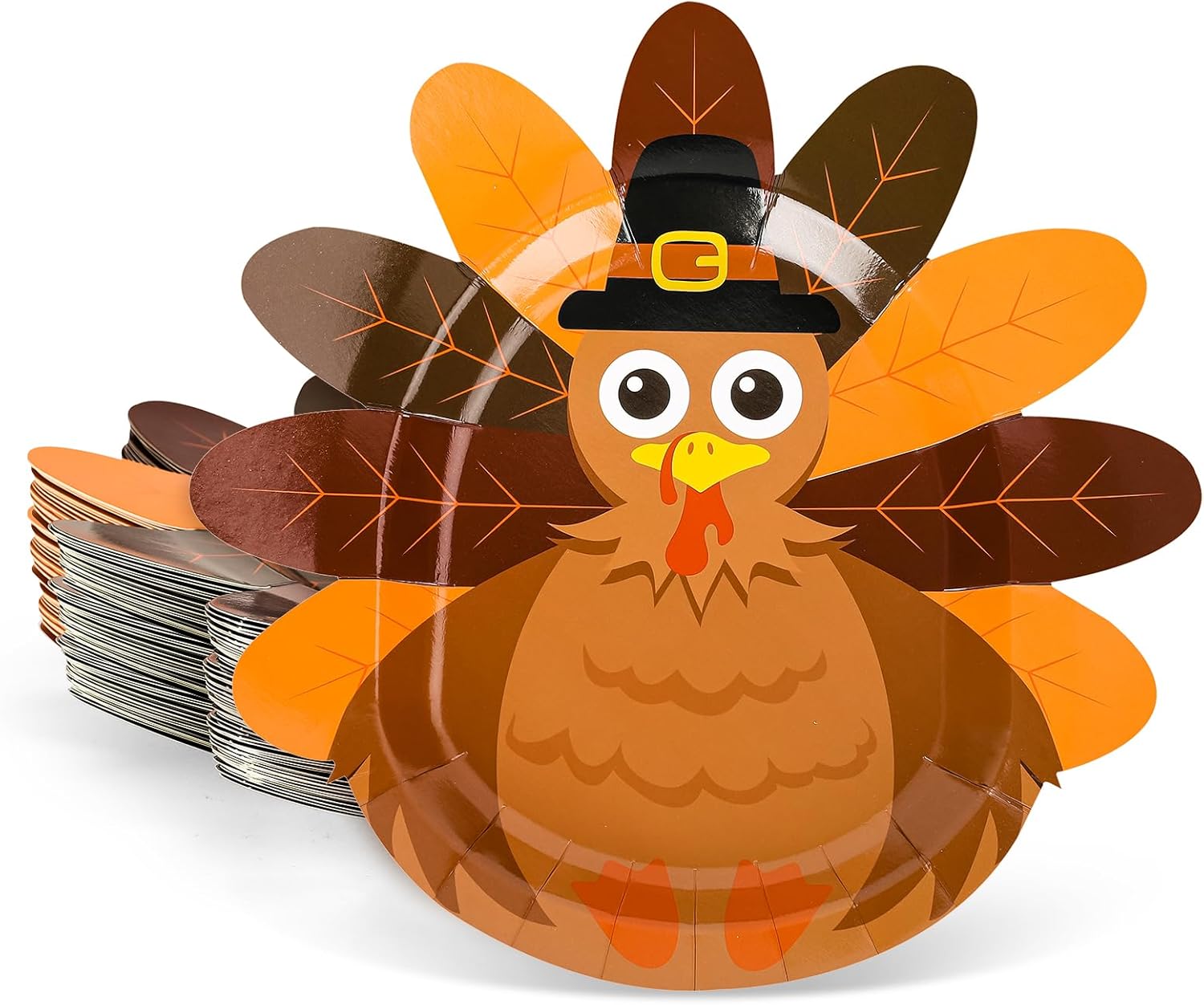 Amazon.com: Whaline 24Pcs Thanksgiving Paper Plates Cute Turkey Shaped ...