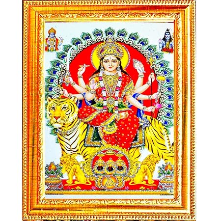 VCARTNOW Wood Nav Durga/Ambe/Vaishno Devi Pindi Roop/Sherawali Maa 9 ...