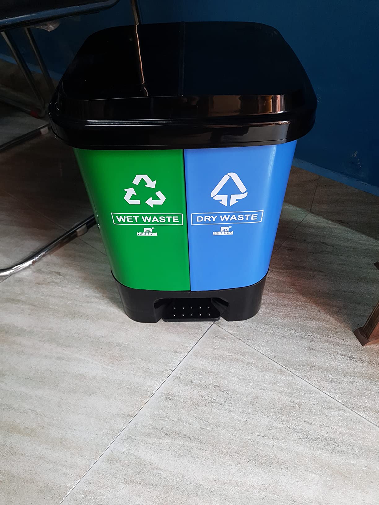 Livshine Plastic Step-On Twin Color Dustbin for segregation of dry and ...