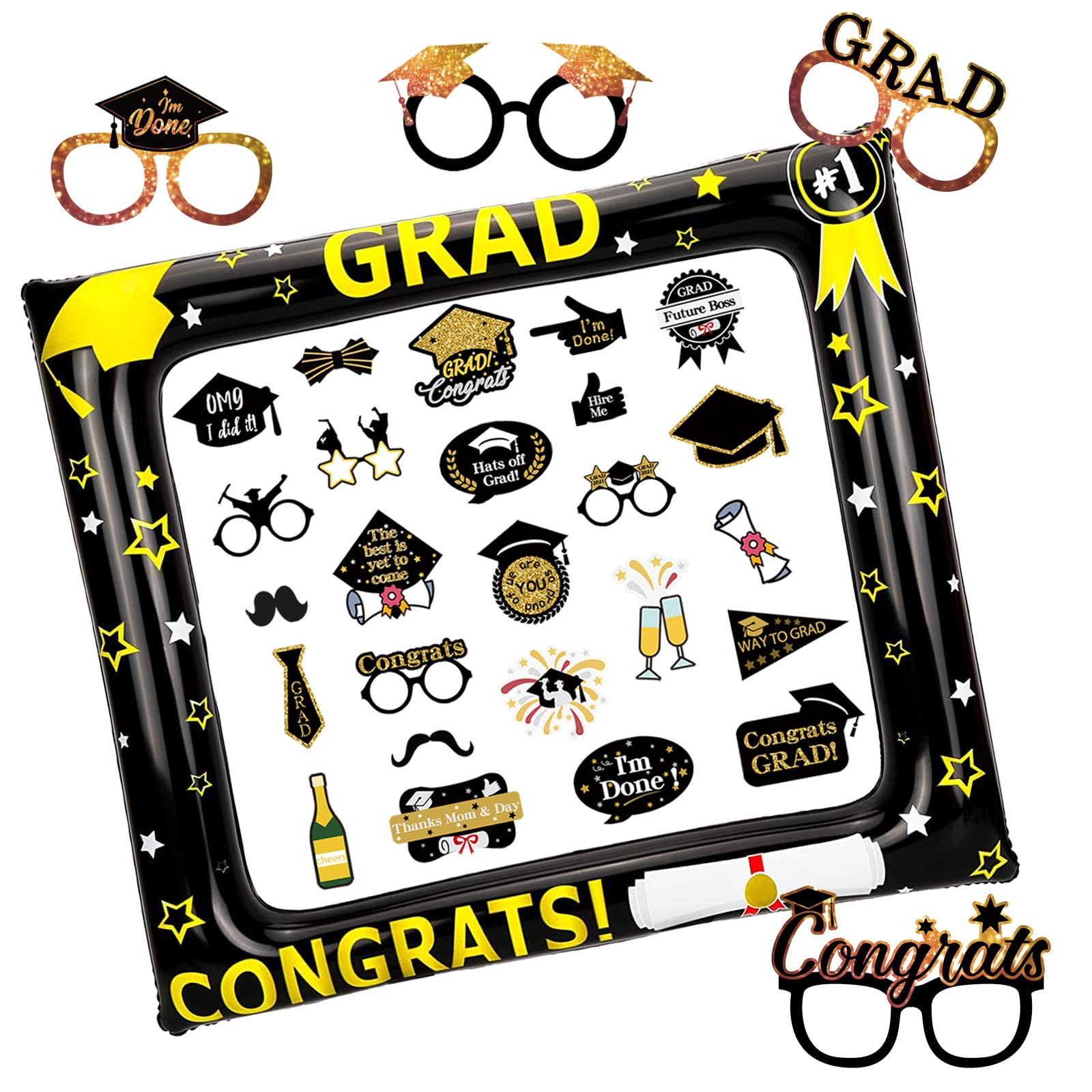 Buy CrzPai Graduation Photo Booth Props Picture Frame Kit ...