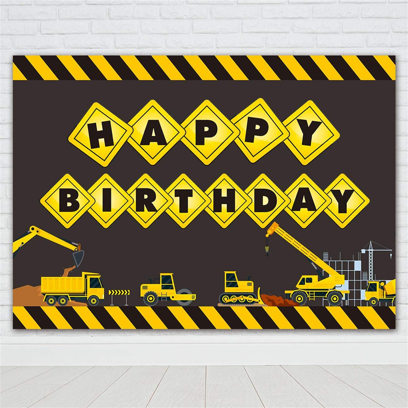 Buy Construction Theme Birthday Party Backdrop-Dump Trucks Bricks ...