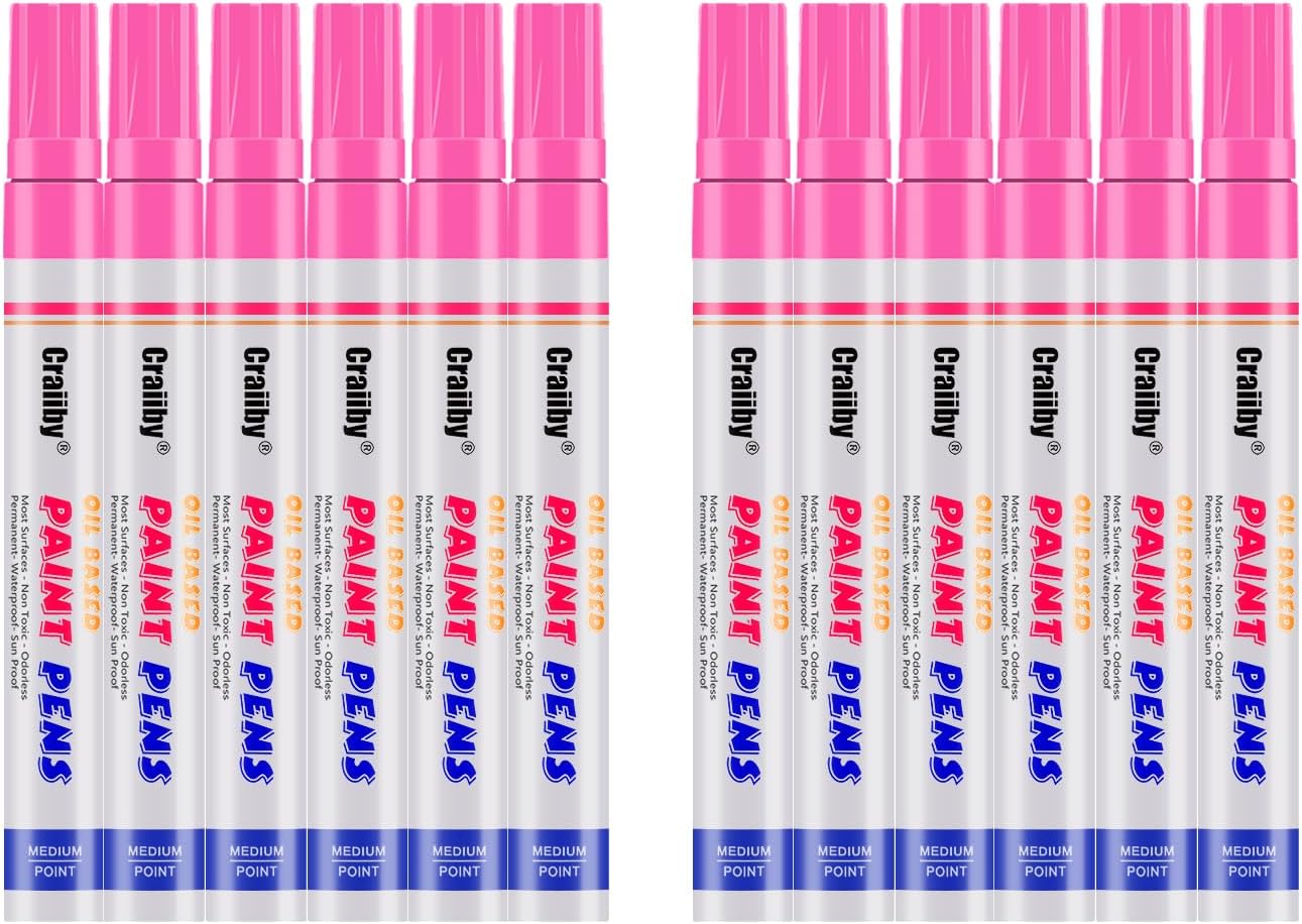 Amazon.com: Pink Paint Markers, 12 Pack Oil-Based Waterproof Quick Dry ...