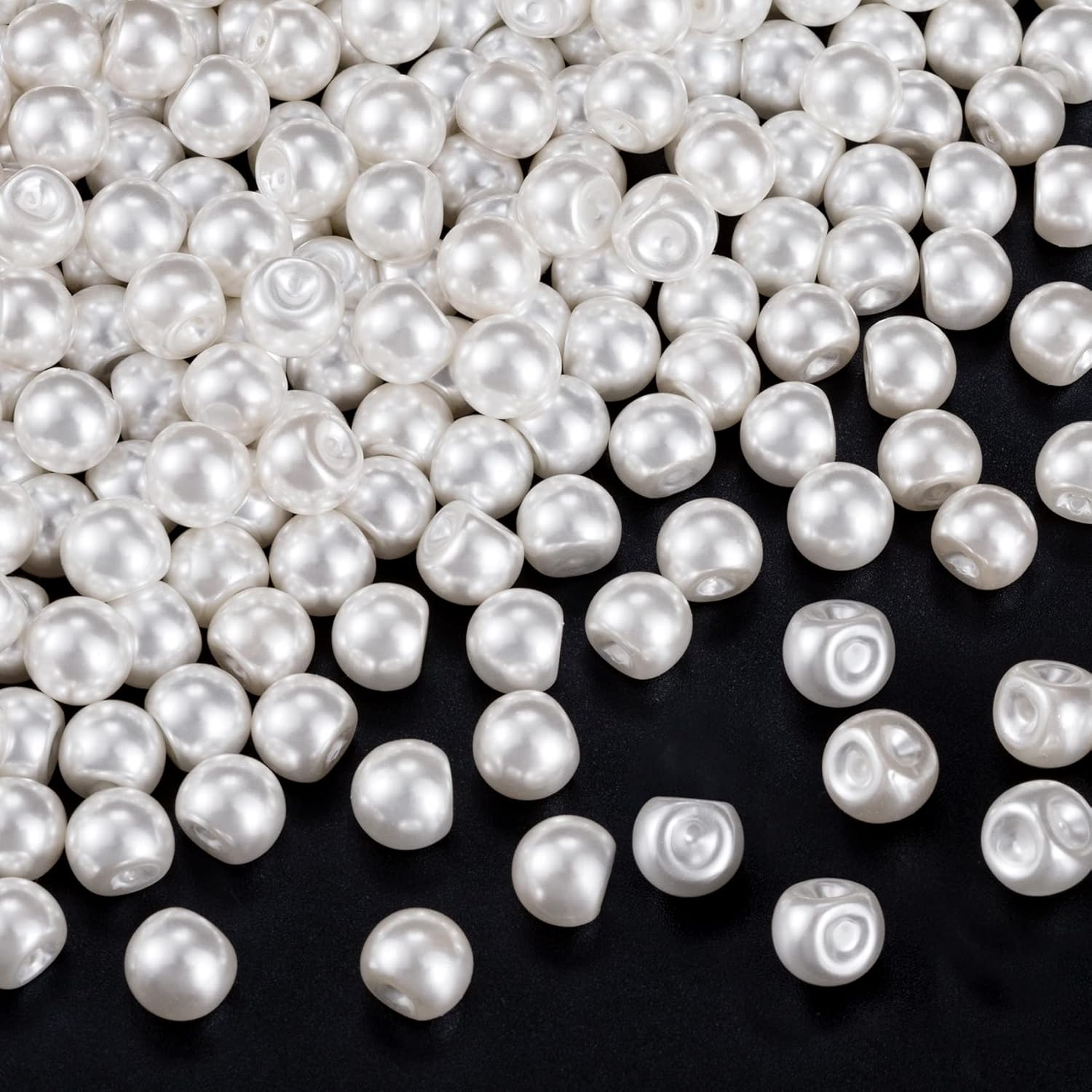 Amazon.com: HINZIC 100PCS 10mm Round Pearl Button Bulk with Hole White ...