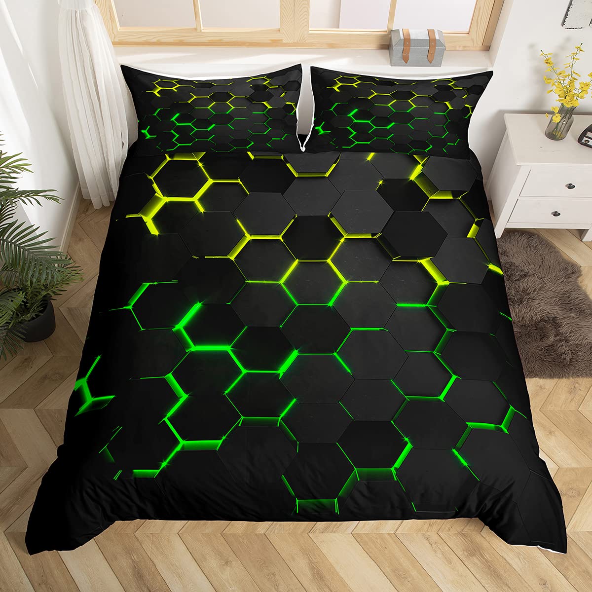 Honeycomb Bedding Duvet Cover Full Size,Geometry Hexagon Theme with ...