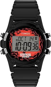 Amazon.com: Timex Atlantis x Stranger Things 40mm Watch – Black & Red ...
