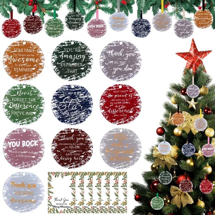 30 Sets Christmas Employee Appreciation Acrylic Tree Ornaments Xmas ...
