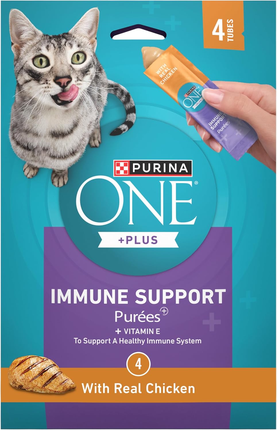Amazon.com: Purina ONE Plus Immune Support Purees with Real Chicken ...