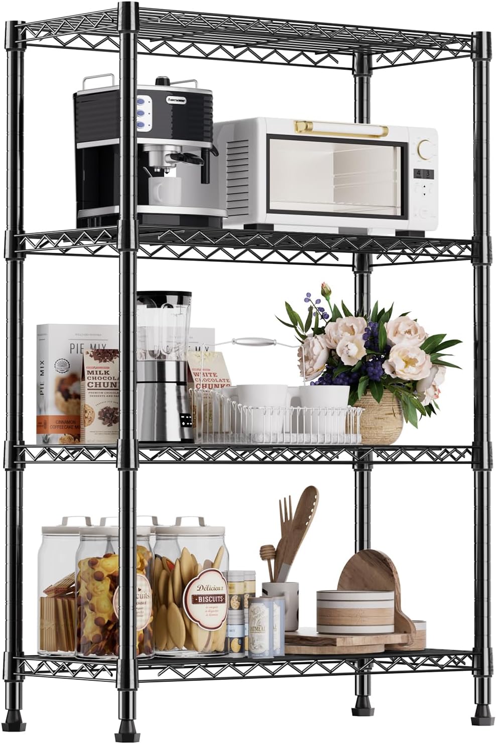 Amazon.com: M MZG 1400 lbs Steel Storage Shelving 4-Tier Utility ...