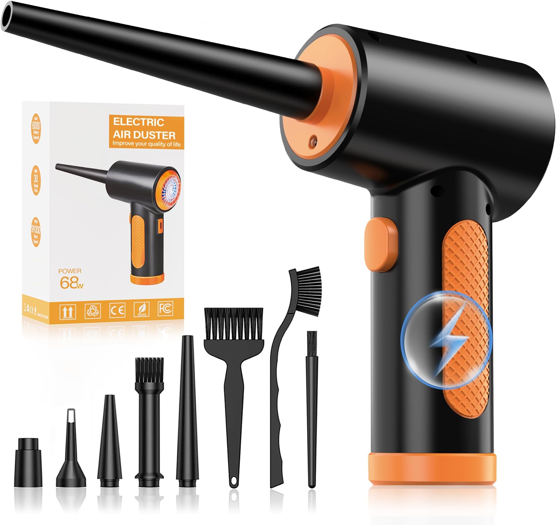 Amazon.com: Compressed Air Duster, 180000RPM Electric Air Duster with ...