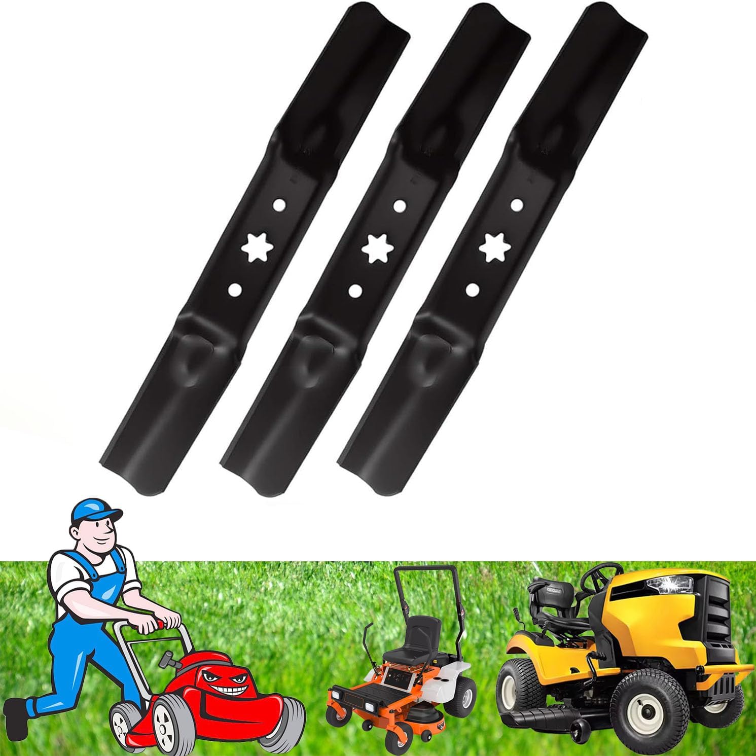 Amazon.com : Ziasuzy Lawn Mower Blades for 742-05052A 942-05052A Fits ...