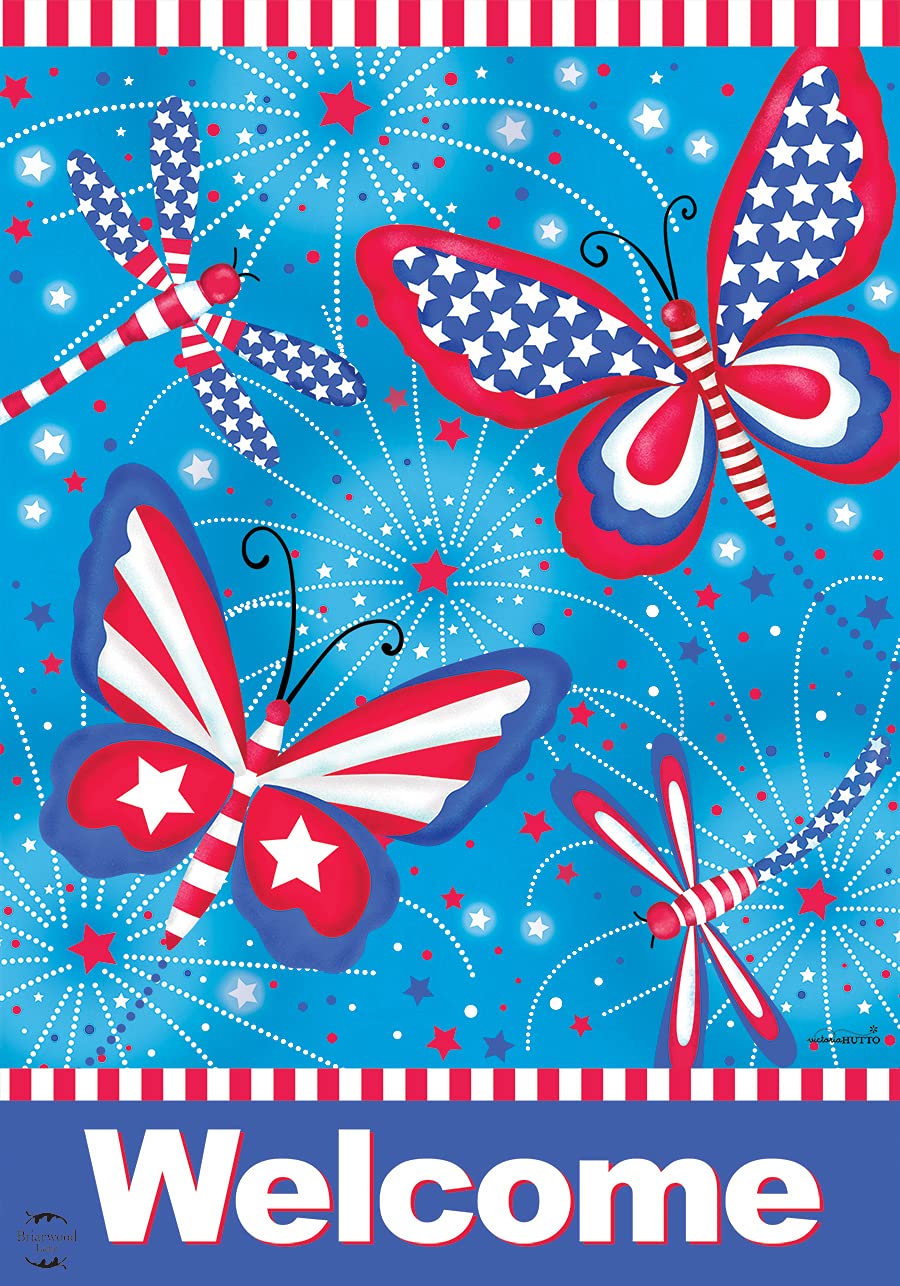 Butterfly Welcome Flag Large American