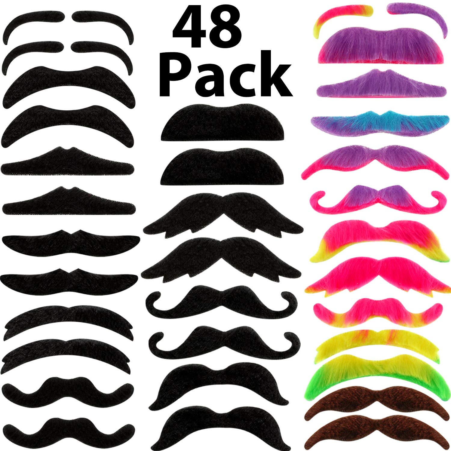 Snapklik.com : 48 Pieces Halloween Fake Mustaches Self Adhesive Novelty ...