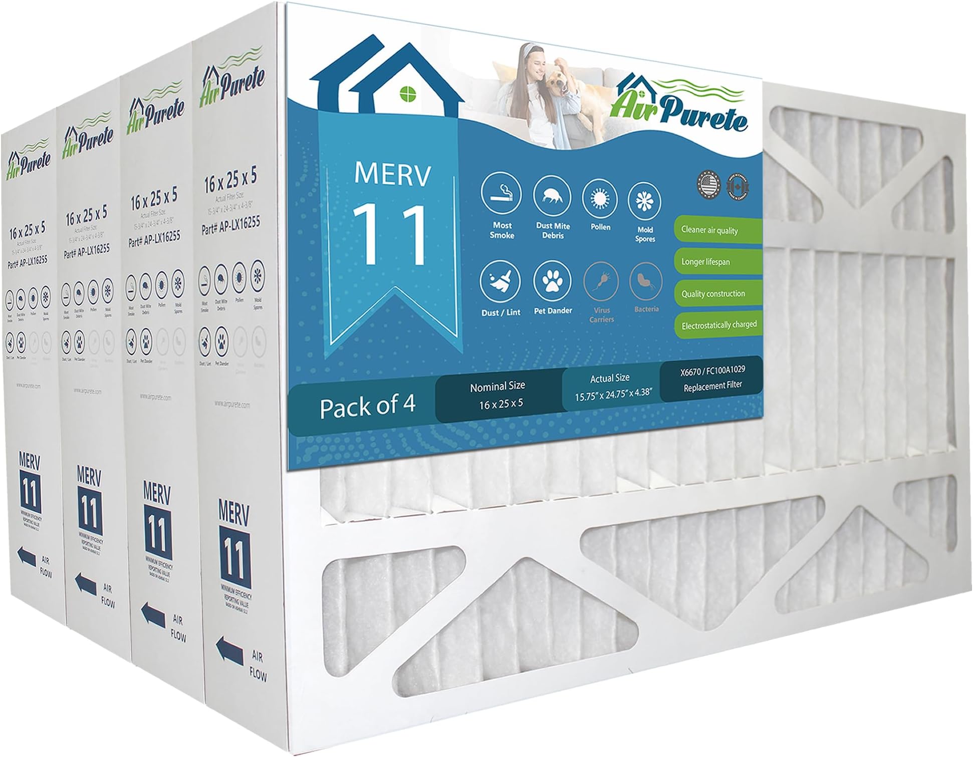 X6670 Lennox OEM Merv 11 Filter Media 16"X25"X5" Fits X6660 HCC16-28 ...