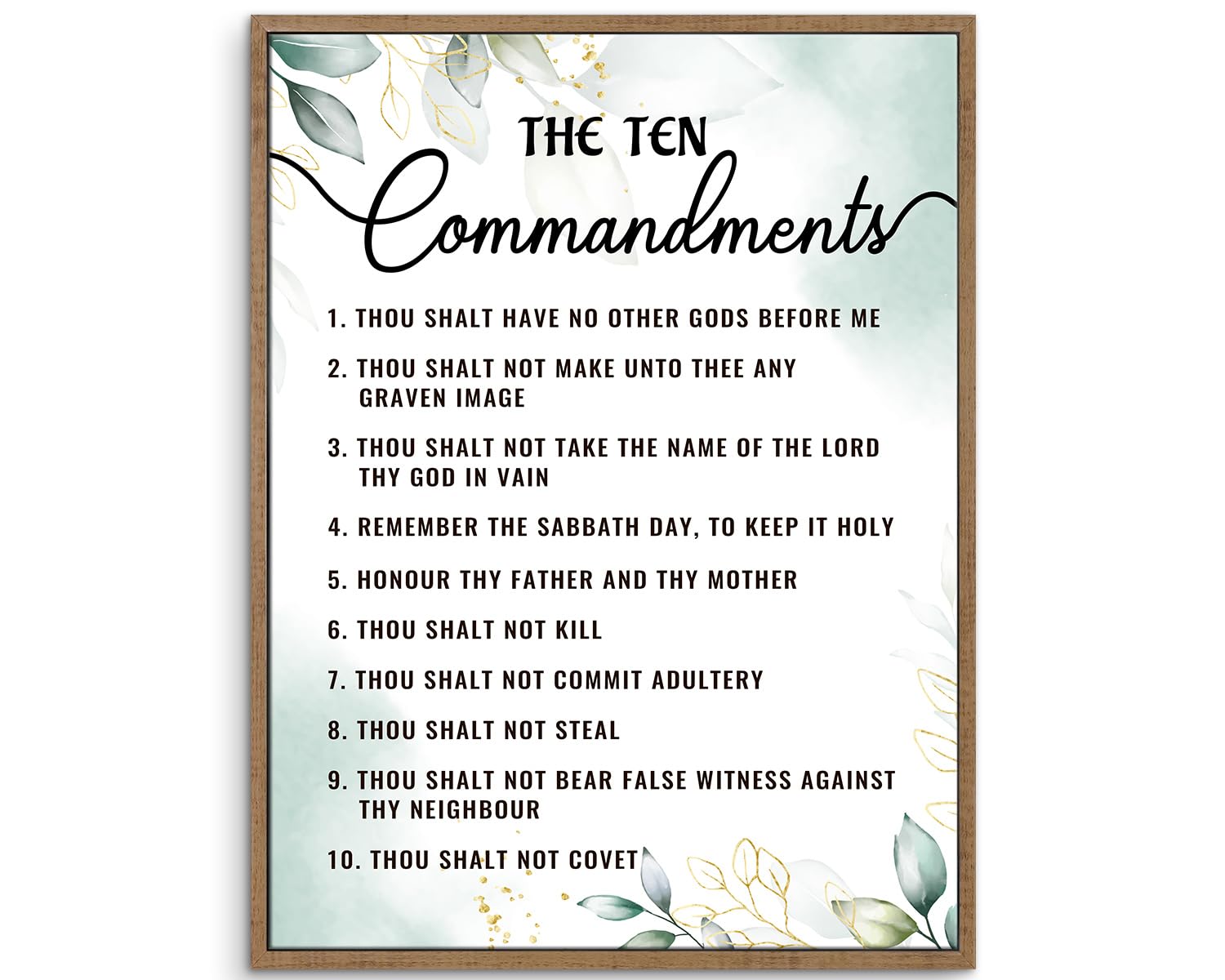 Amazon.com: Kas Home 10 Commandments Wall Art Framed Inspirational ...