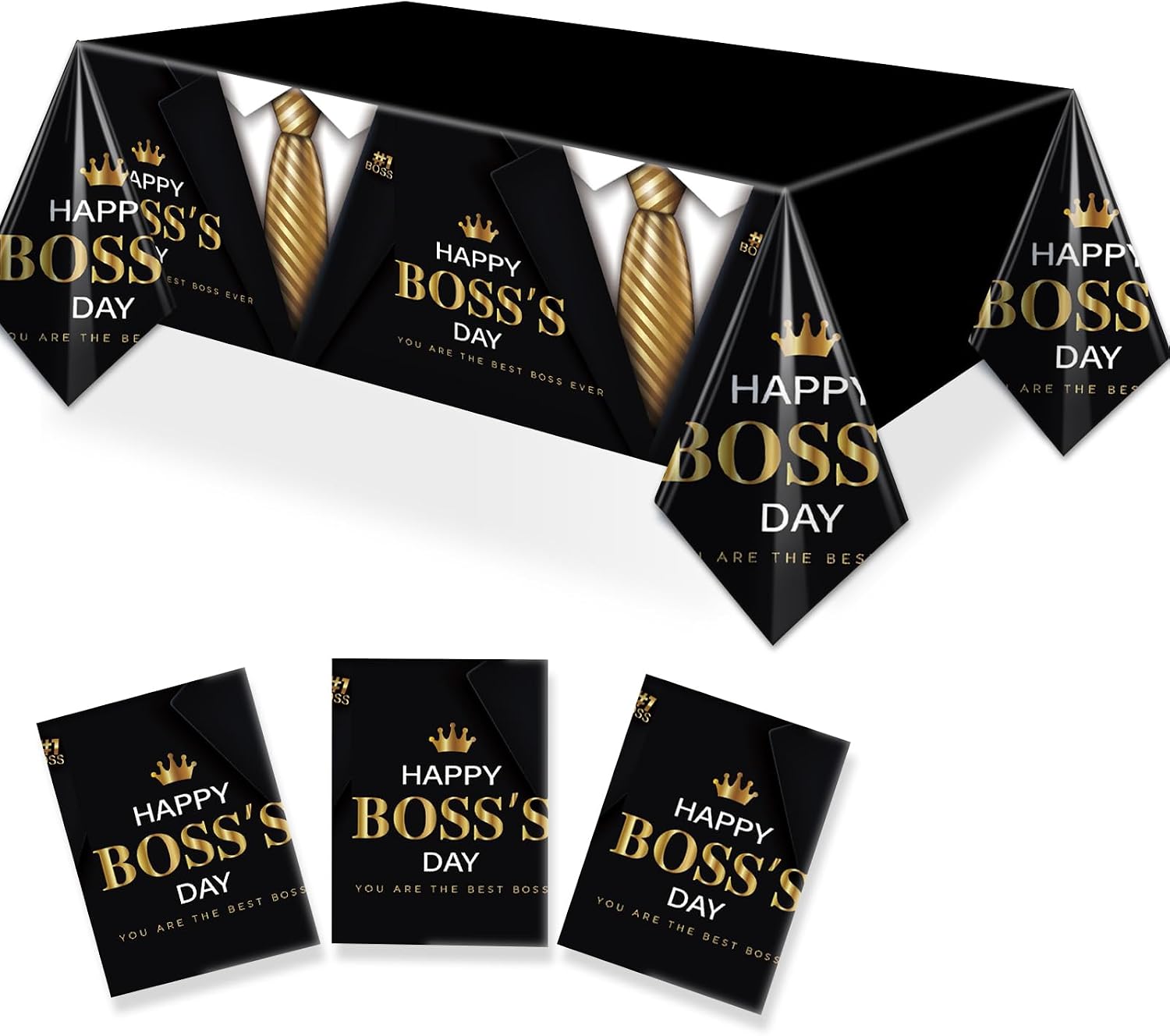 Amazon.com: Ertyjikg Happy Boss Day Decorations,3pcs Black and Gold ...