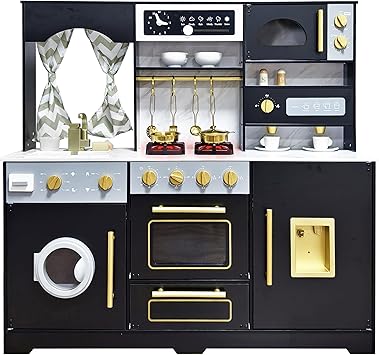 Amazon.com: Wooden Play Kitchen Set with Ice Maker, Water Dispenser ...