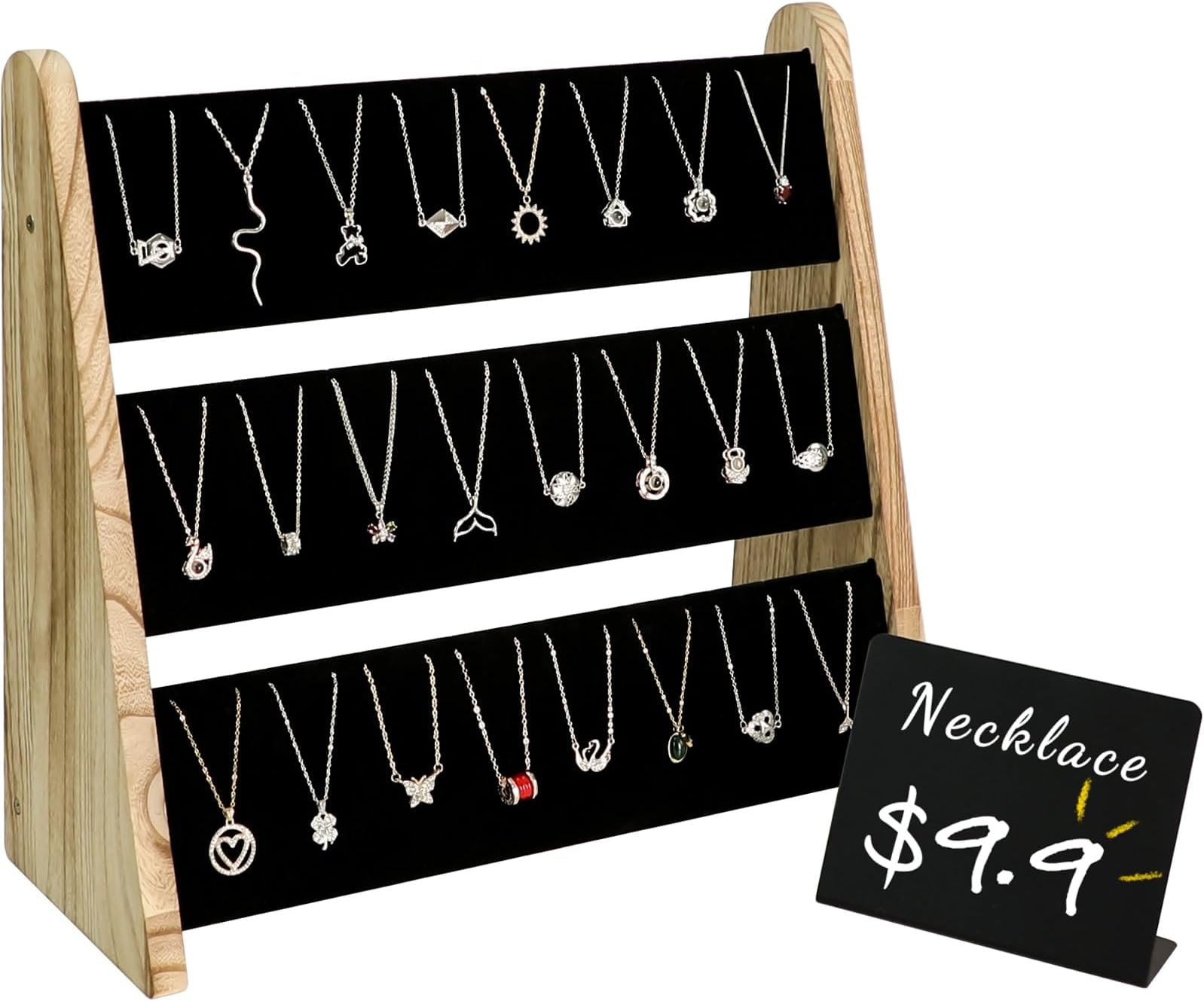 Amazon.com: 4 Pack Necklace Display Stands for Selling with 17 Hooks ...