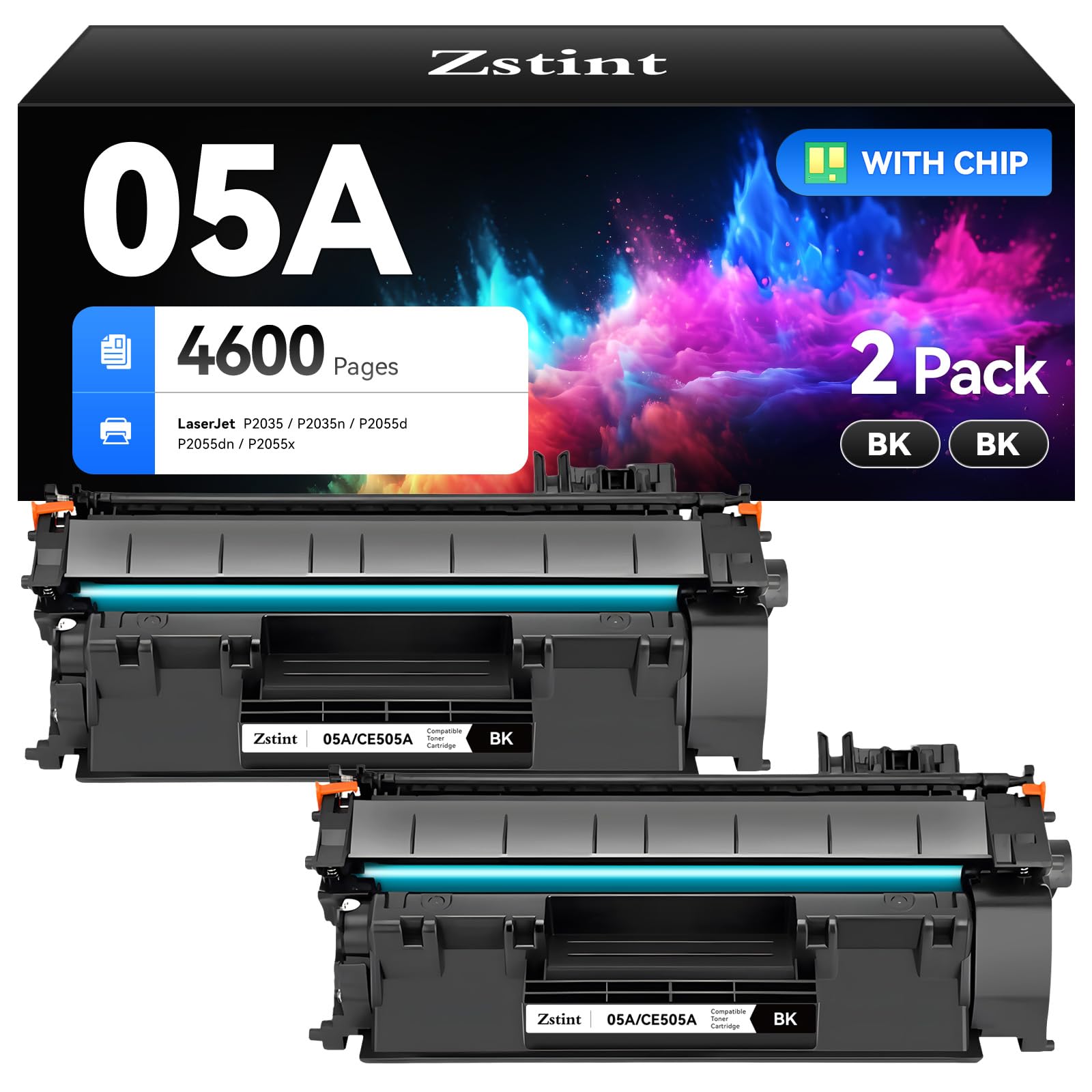 Amazon.com: 05A Black Toner Cartridge 2-Pack with Chip High Yield ...