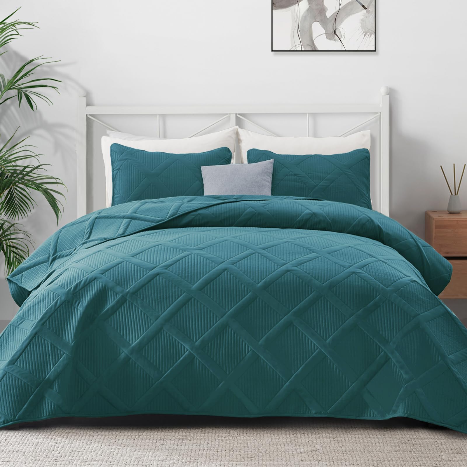 Exclusivo Mezcla Quilt Set King Size, Soft Modern Striped Teal King ...