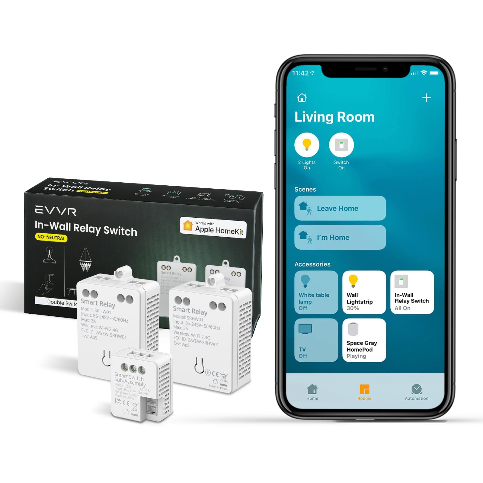 EVVR Smart in Wall Relay Switch with Remote Control, No-Neutral ...