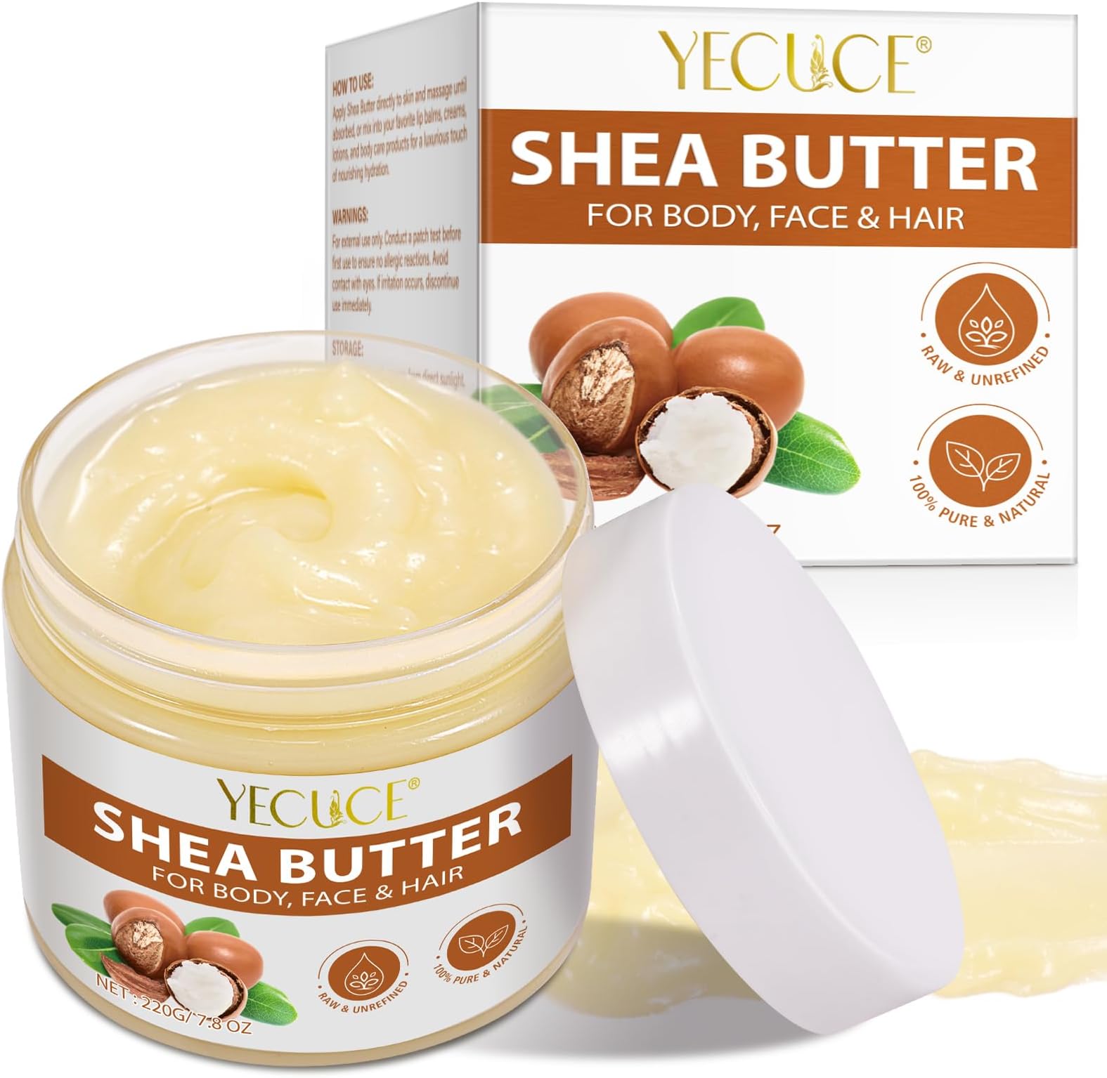 Amazon.com : Premium Nature Organic Shea Butter - Pure & Raw Virgin ...
