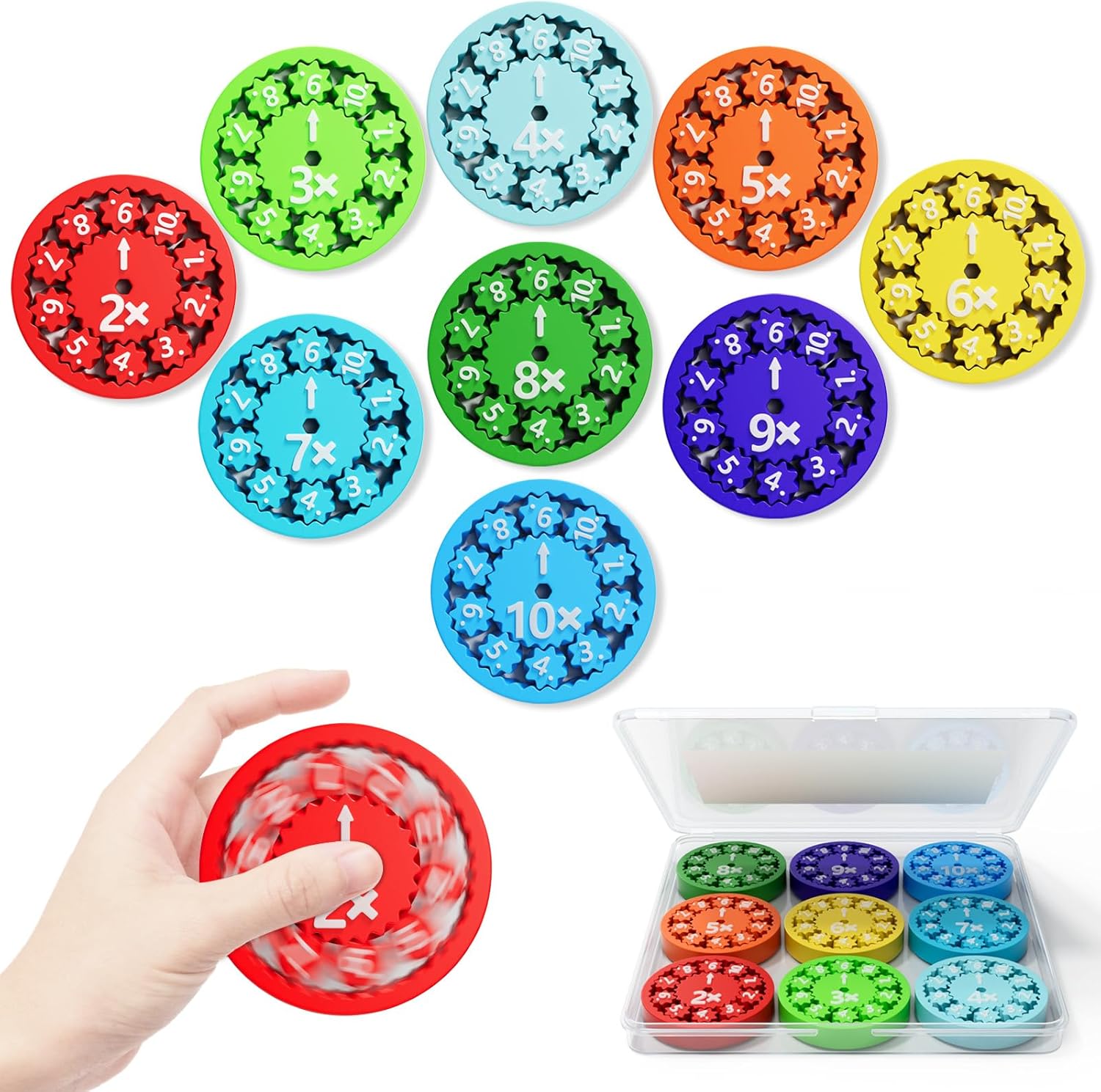 Amazon.com: Math Fidget Spinner,9 Pack Math Fact Fidget Toy,Double Side ...