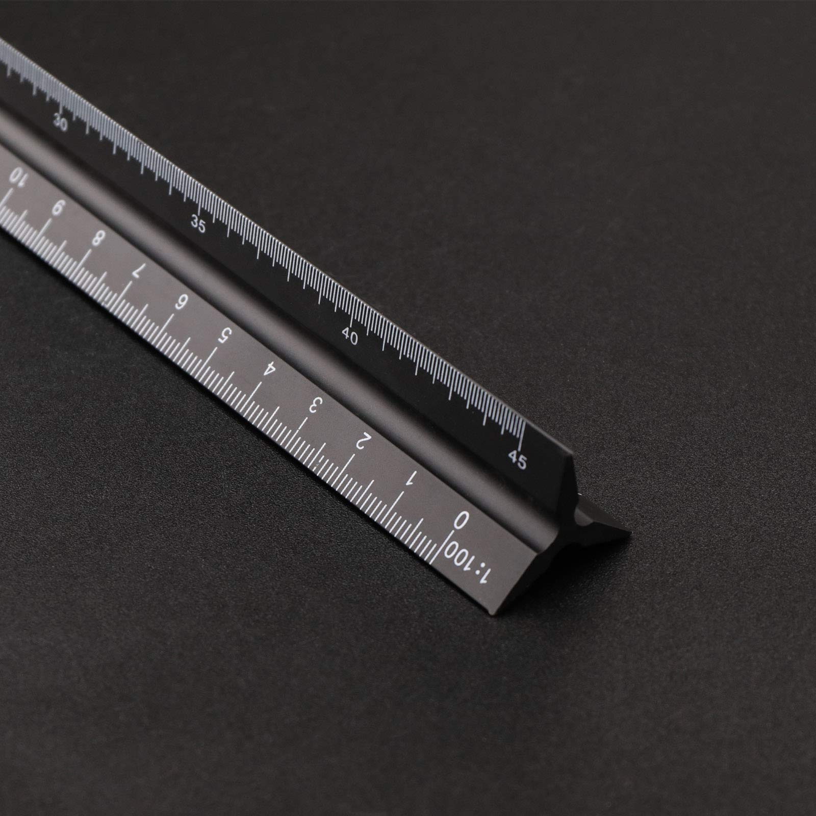 Buy Triangular Scale Ruler 30cm Black Aluminum Alloy Metric Ruler 1:20 ...