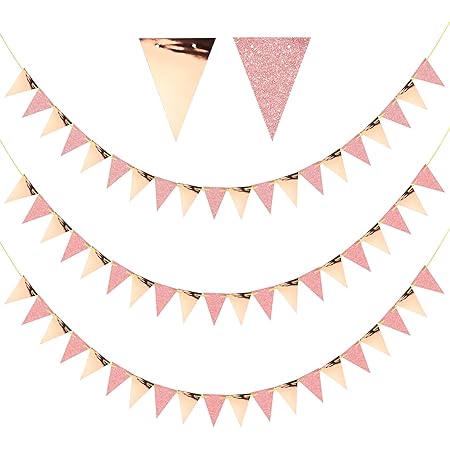 30Ft Rose Gold Bunting Banner Foil Polka Dot Pennant Banner Paper ...
