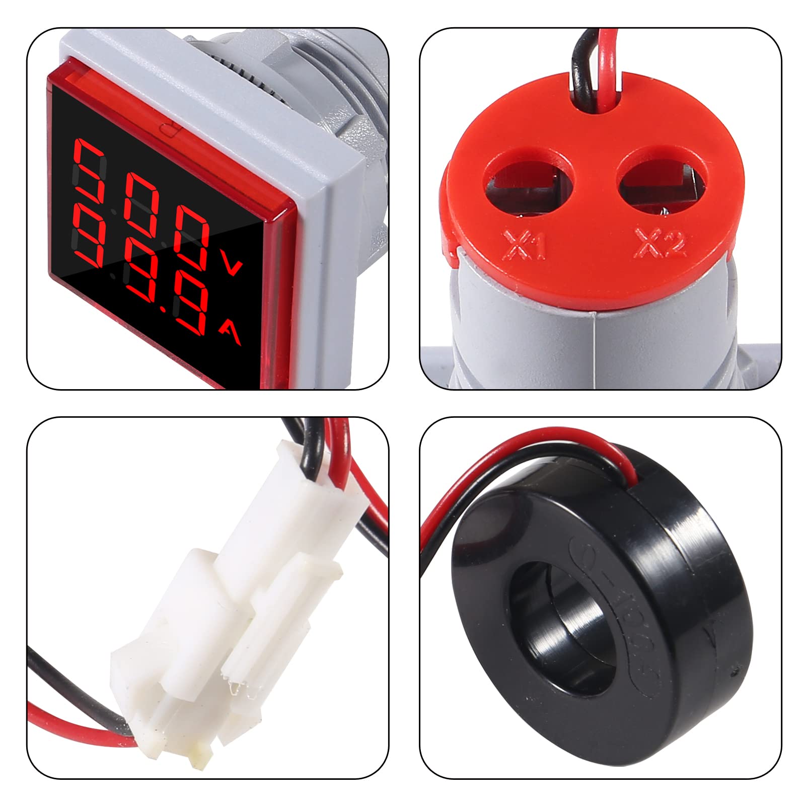 Snapklik.com : 2Pack LED Display Voltmeter, Square Dual Display ...