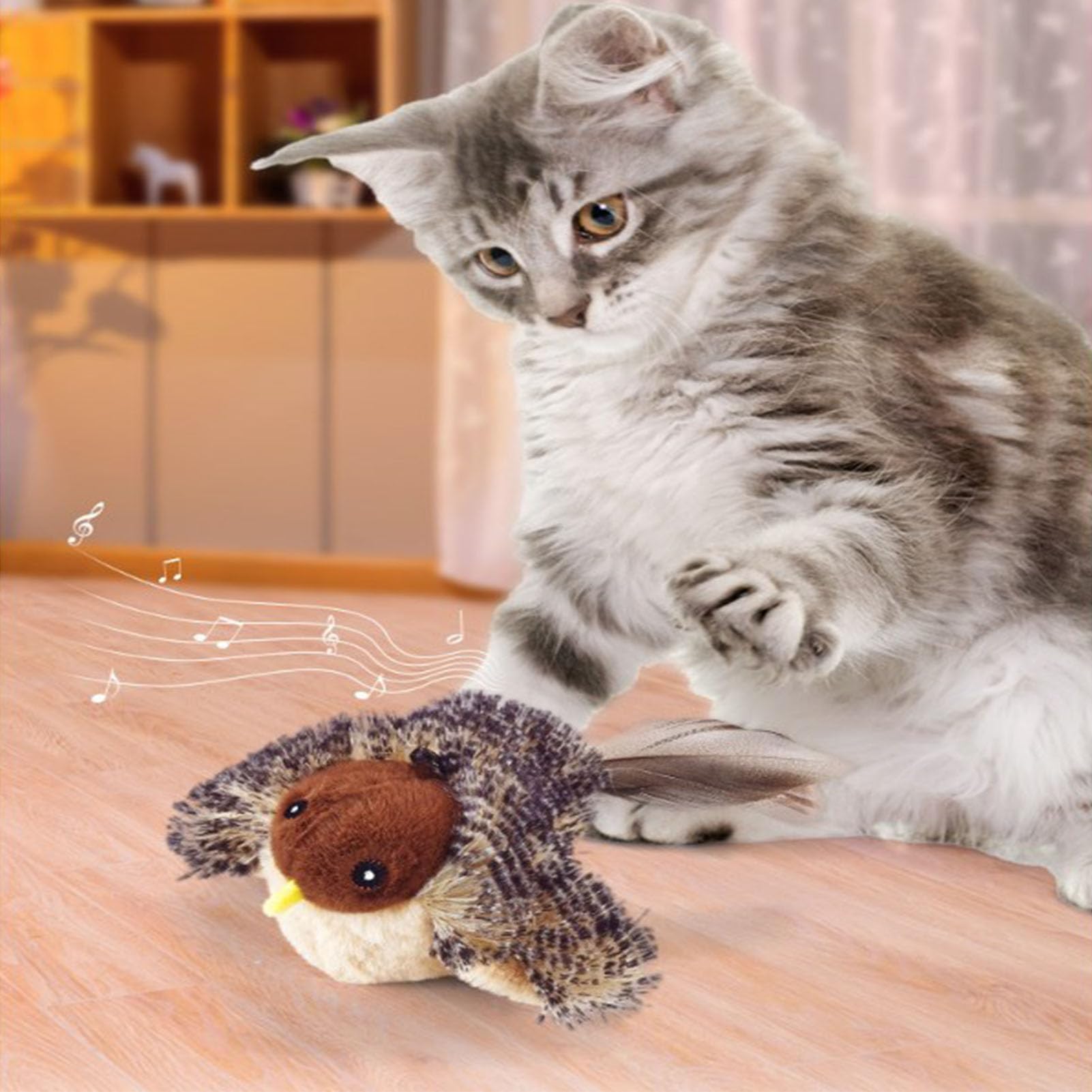 Motion Sensor Cat Toy Flying Bird Cat Toy With Chirping Sound ...