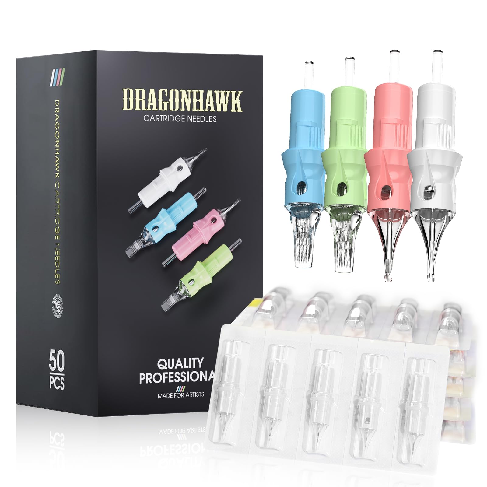 Snapklik.com : Dragonhawk Tattoo Cartridges Needles - 50Pcs Disposable ...