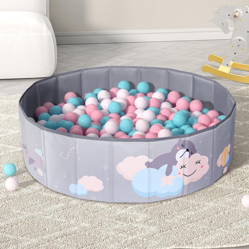 Keezi Ball Pit, 100 x 100 x 30cm Foldable Foam Balls Pits Kids Soft ...