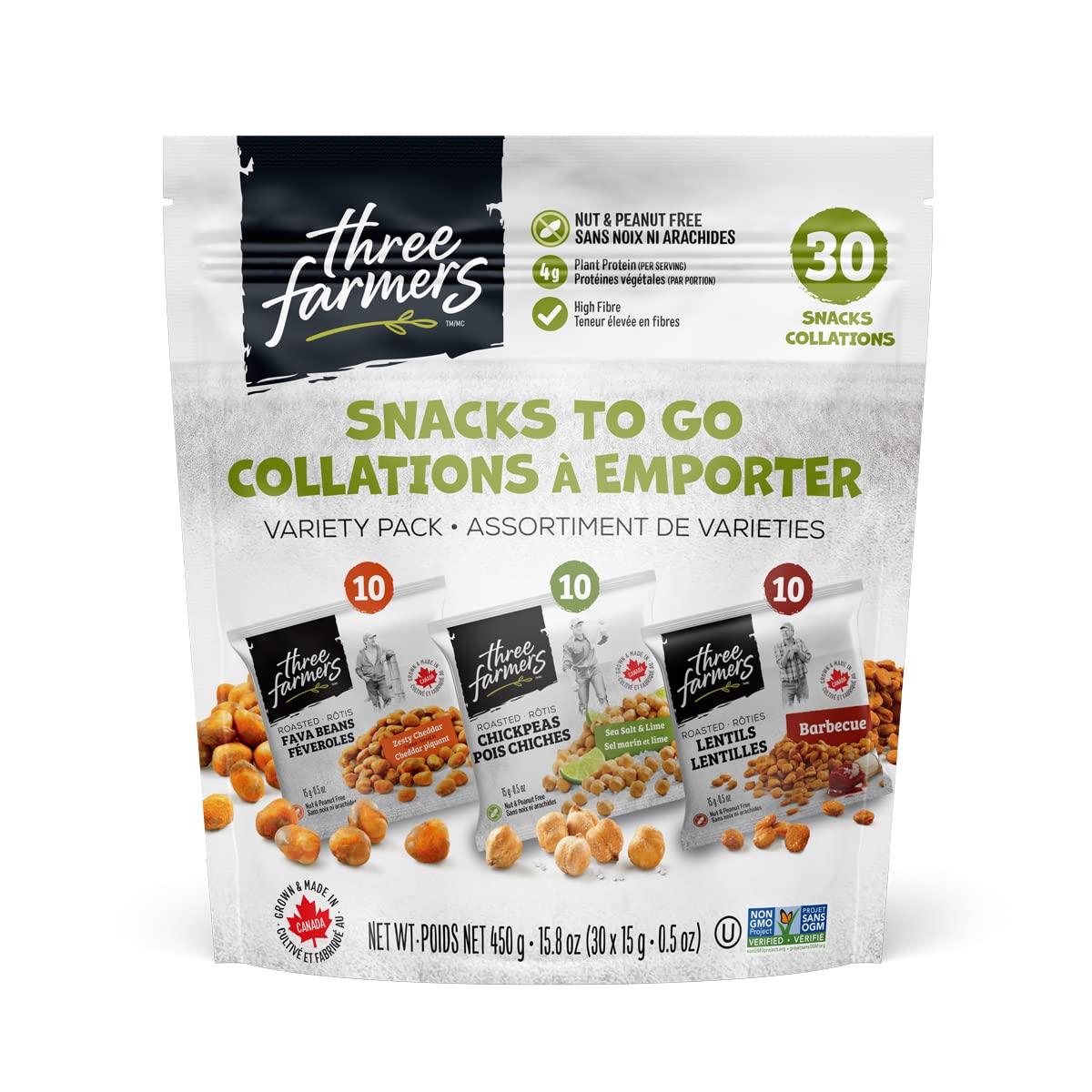 Three Farmers - Snacks To Go Variety Snack Pack | Roasted Fava Beans ...