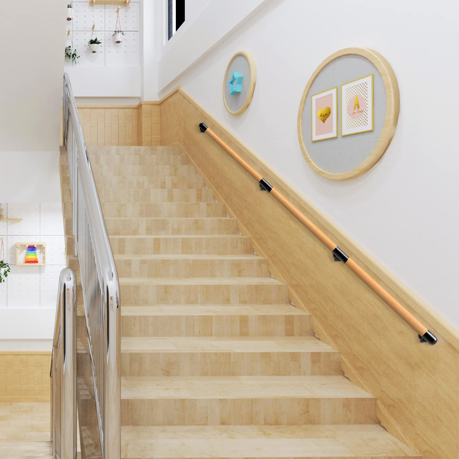 Snapklik.com : Dolibest 3-10 Ft Wood Handrail Indoor Stairs Handrail ...