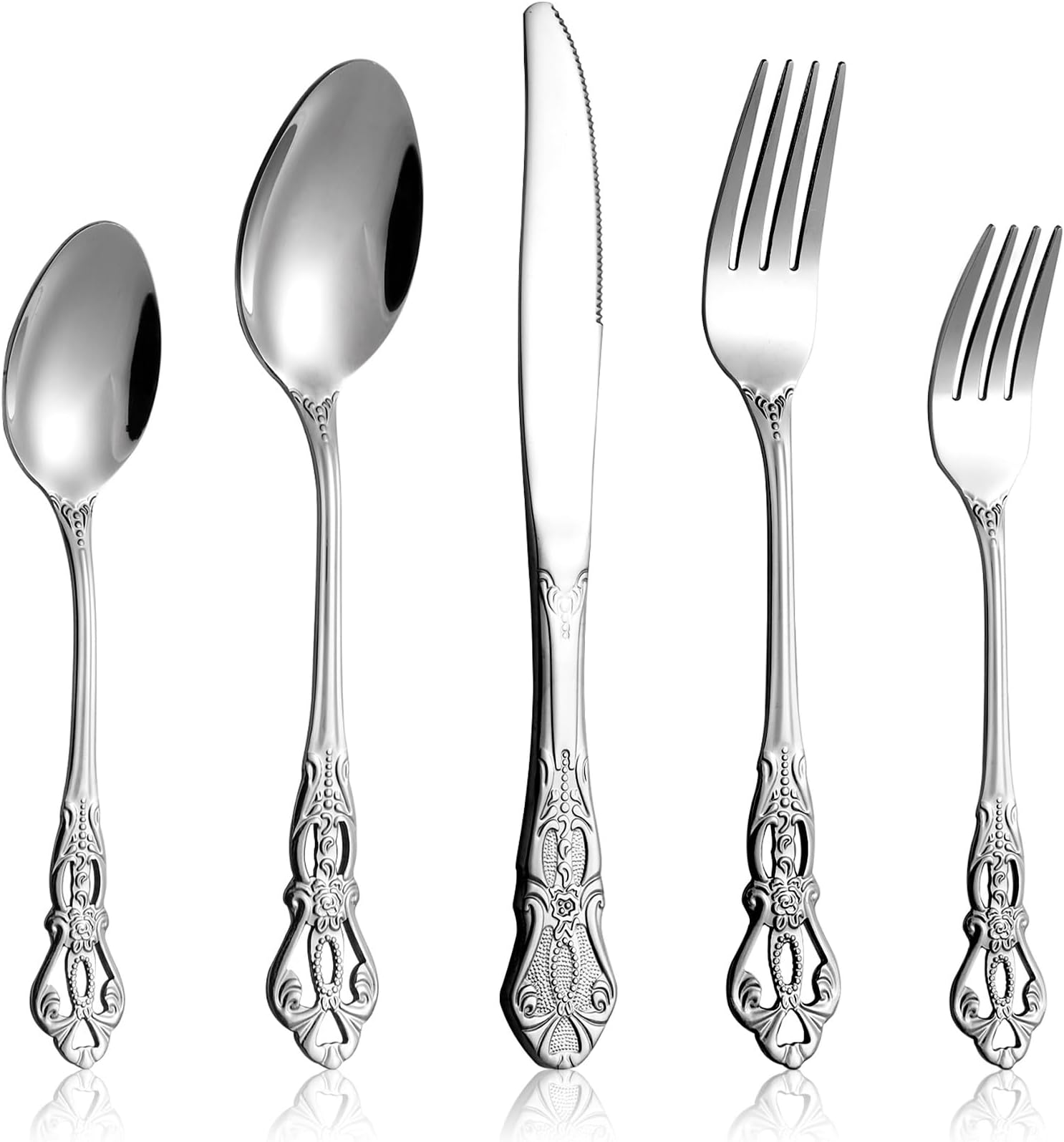 Amazon.com | Cididu 40 Pieces Retro Royal Silverware Set for 8 ...