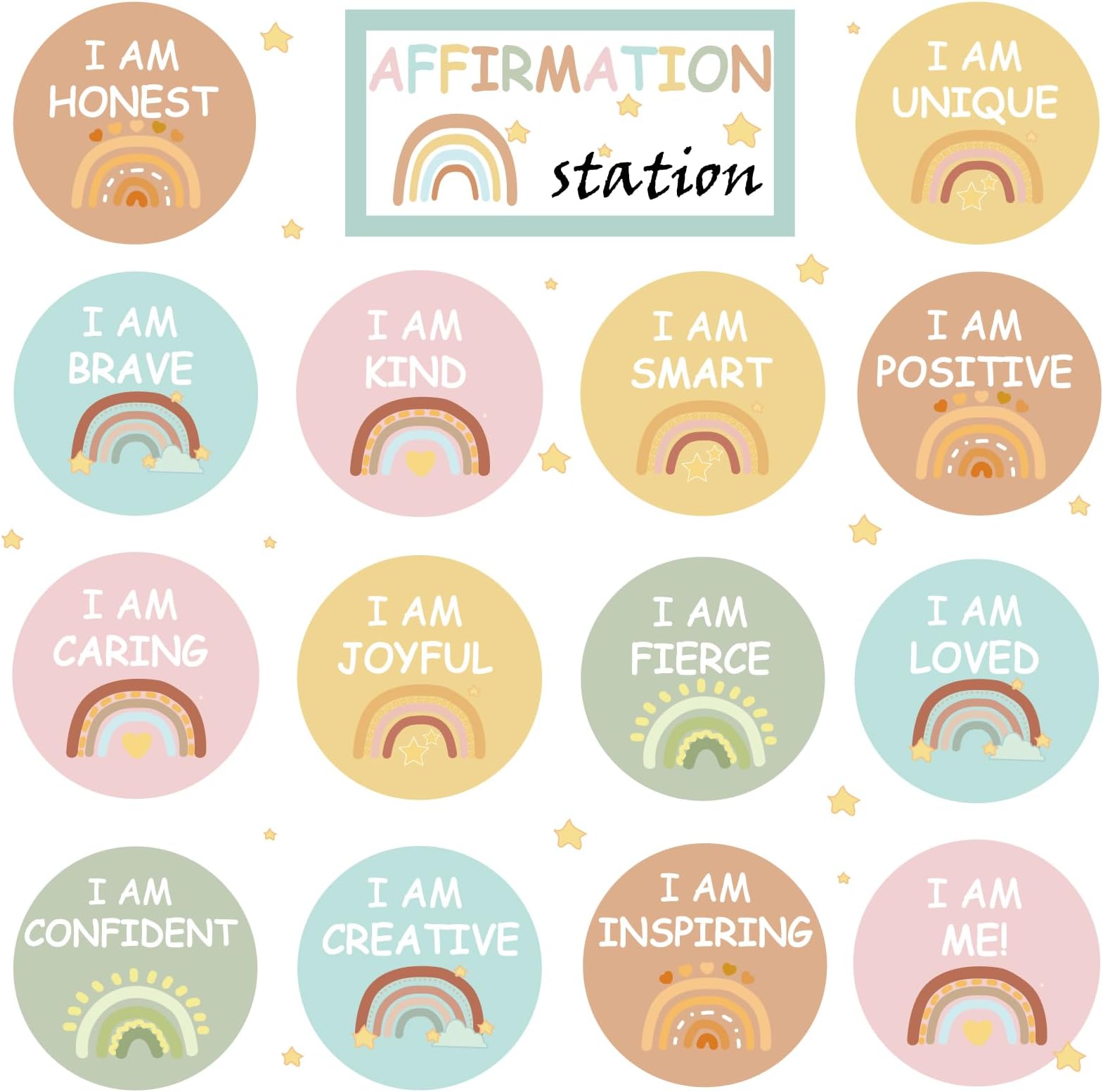 Amazon.com: Wshasee Boho Rainbow Affirmation Station Motivation Mirror ...
