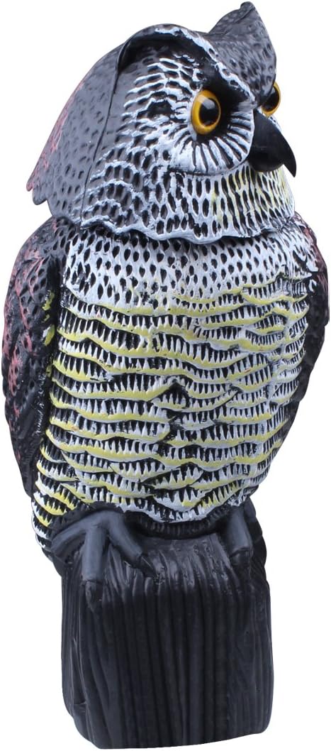 AndBird Plastic Owl Decoy to Scare Birds Away with Rotating Head/Eyes ...